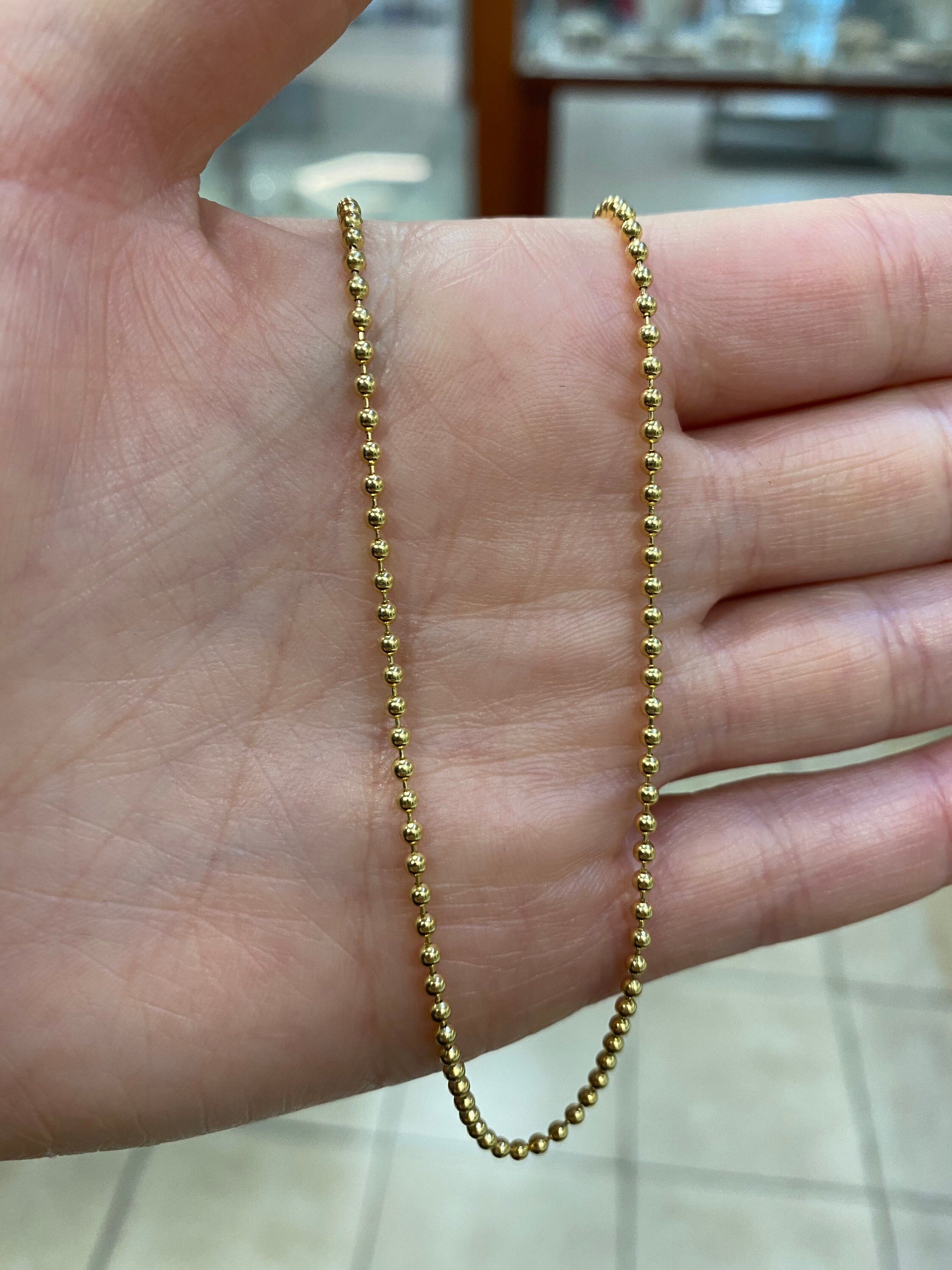 14k Gold Bead Chain. Classic Gold Beaded Chains. Stackable Trendy Gold ...