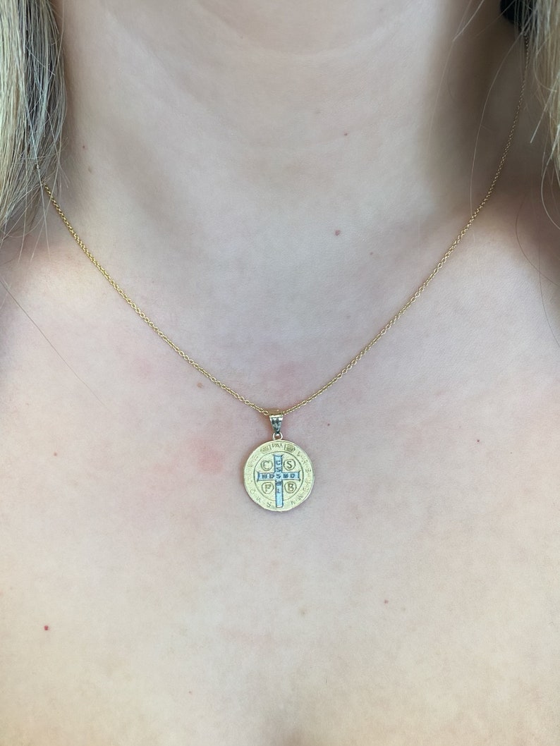 14k Solid Gold Saint Benedict Medallion. CSSML Cross Gold - Etsy