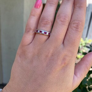 Ruby Channel Set Diamond Band. Ruby Princess Cut and Round Diamond ...