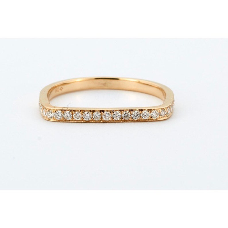 Square Shape Round Diamond Band. Wedding Ring. Stackable - Etsy