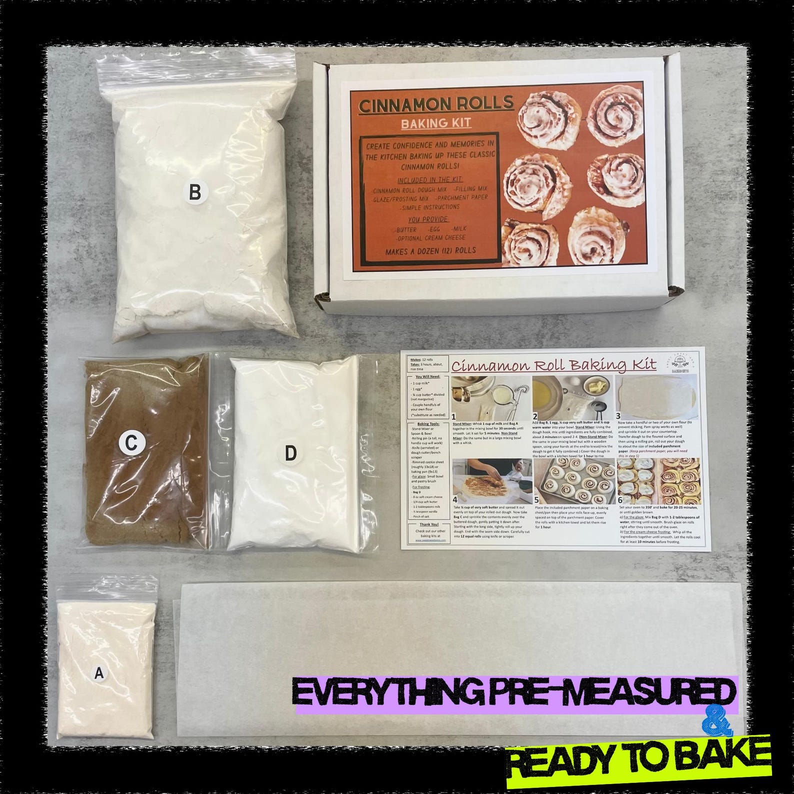 DIY Cinnamon Roll Baking Kit – Homemade Dessert Gift Box, Family Baking ...