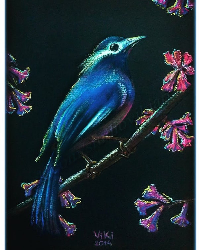 Handmade Drawing. Blue Bird Portrait. Original Art by - Etsy