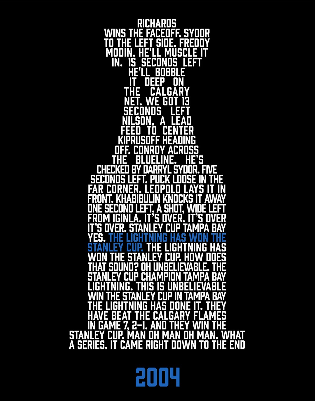 Tampa Bay Lightning 2004 Stanley Cup Poster - Etsy