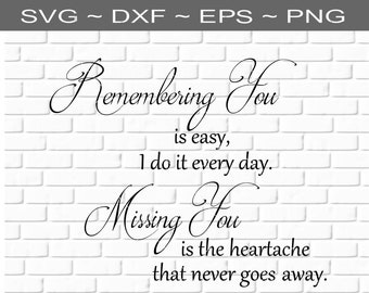 Remembering You is Easy Svg | Etsy Australia