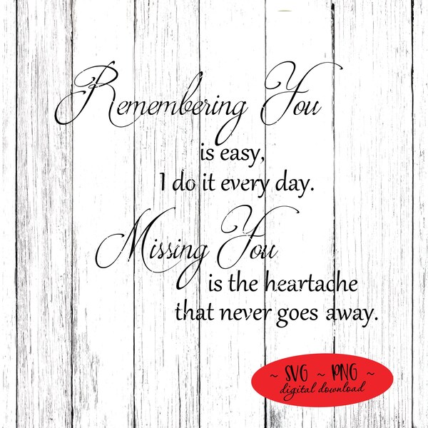 Remembering You is Easy Svg - Etsy