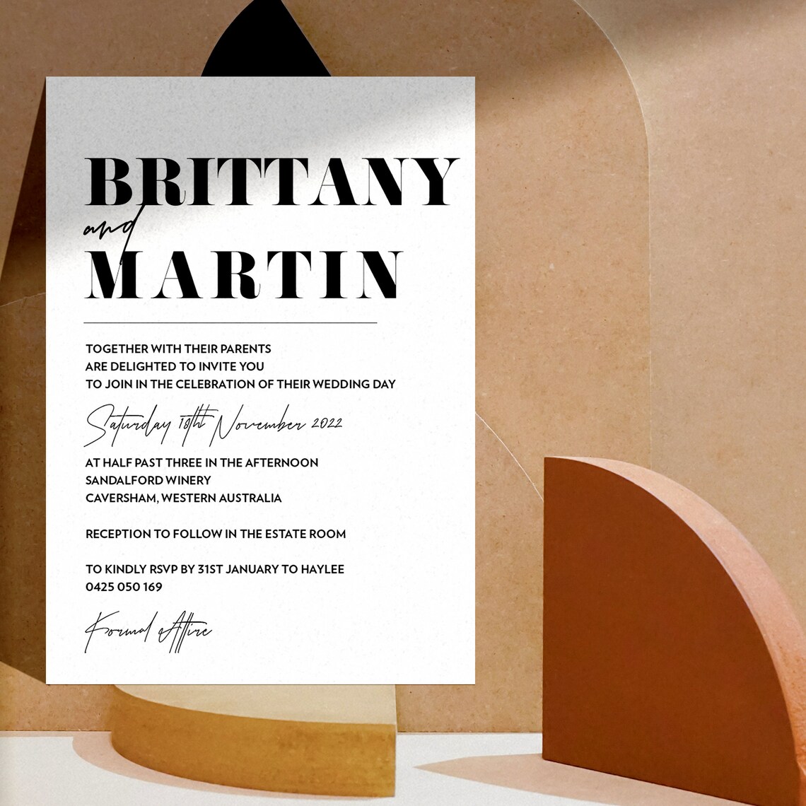 Minimal Wedding Invitation Template, Printable Wedding Stationery ...