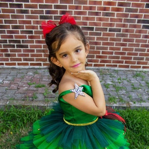 Christmas Tree Dress, Girls Holiday Dress, Ball Gown, Green Flower Girl ...