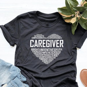 Caregiver Heart Shirt, Caregiving Lover Shirt, Caregiver Shirt ...