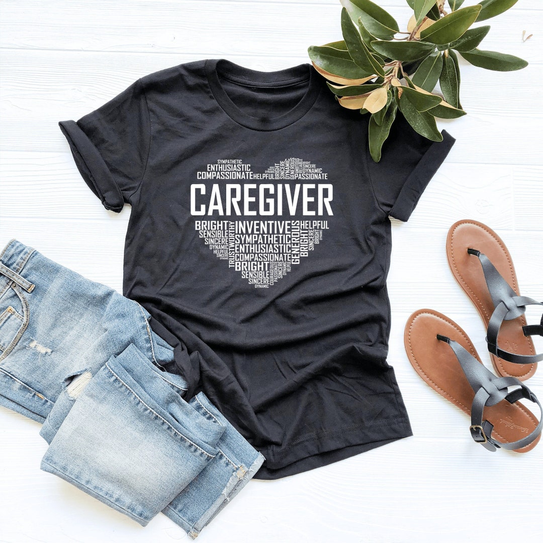 Caregiver Heart Shirt, Caregiving Lover Shirt, Caregiver Shirt ...