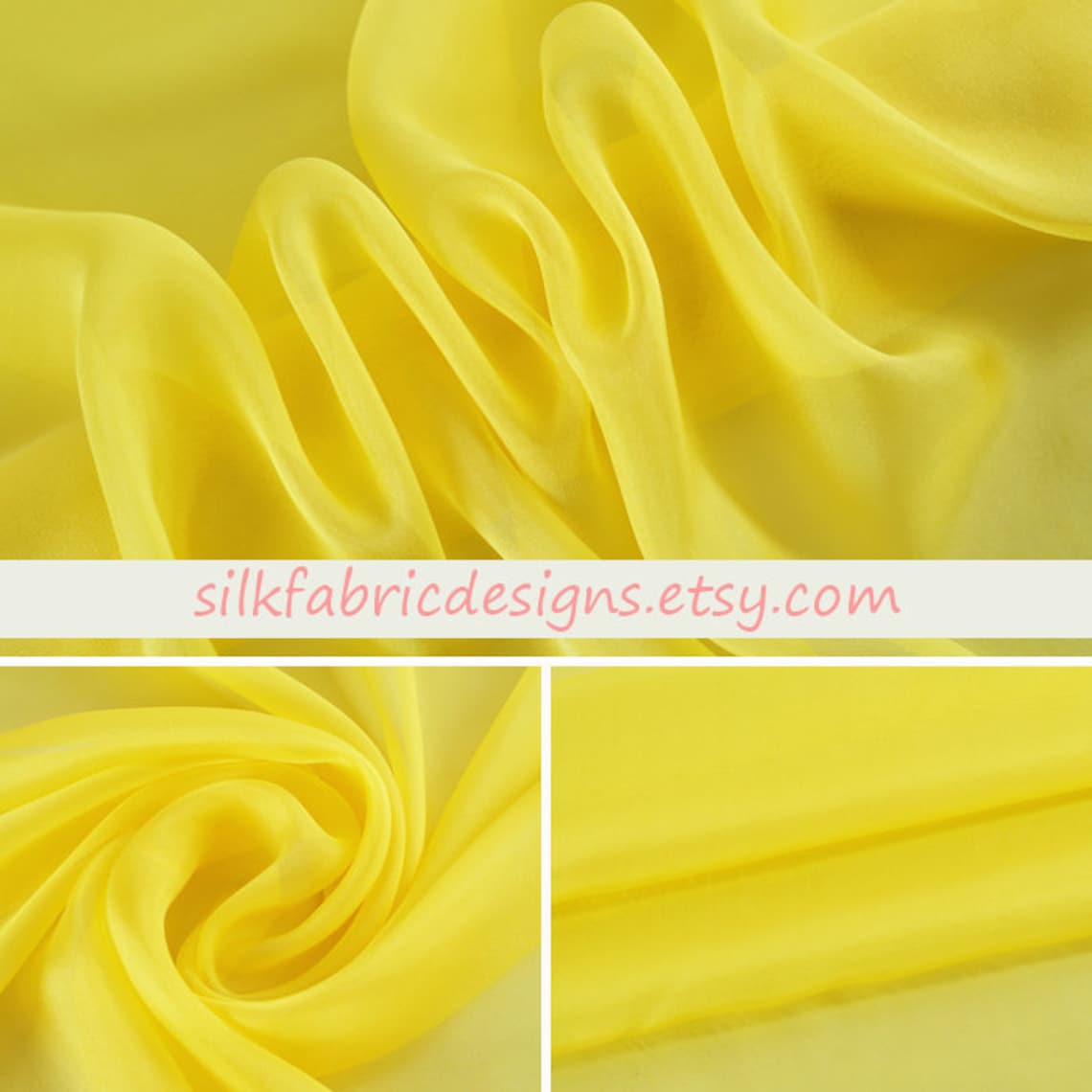 Solid Lemon Yellow 100% Pure Silk Chiffon Fabric Width 53 Inch - Etsy