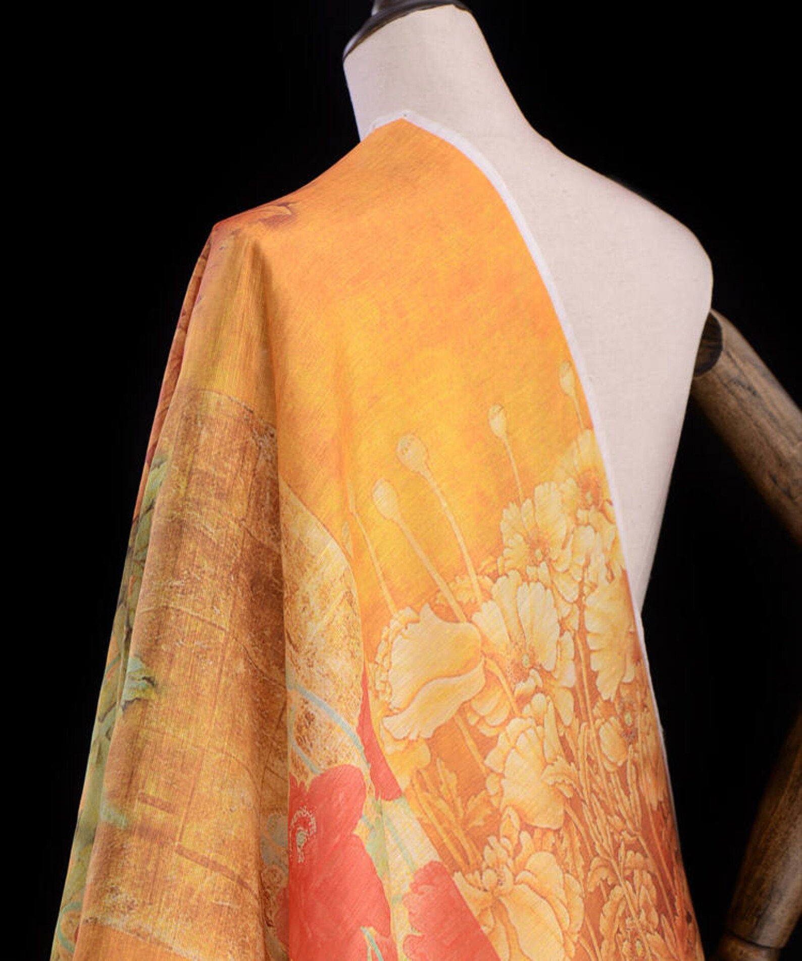 Floral Print Silk Linen Blend Fabric 140x75cm - Etsy