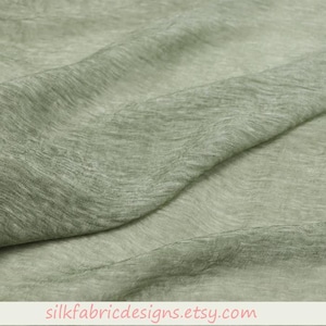 Solid Green 100% Silk Linen Blend Fabric by the Yard - Etsy