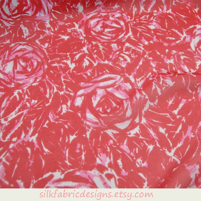Roter Seiden-Chiffon-Stoff mit großem Blumendruck-Gewebe-Bulk-Lager ...