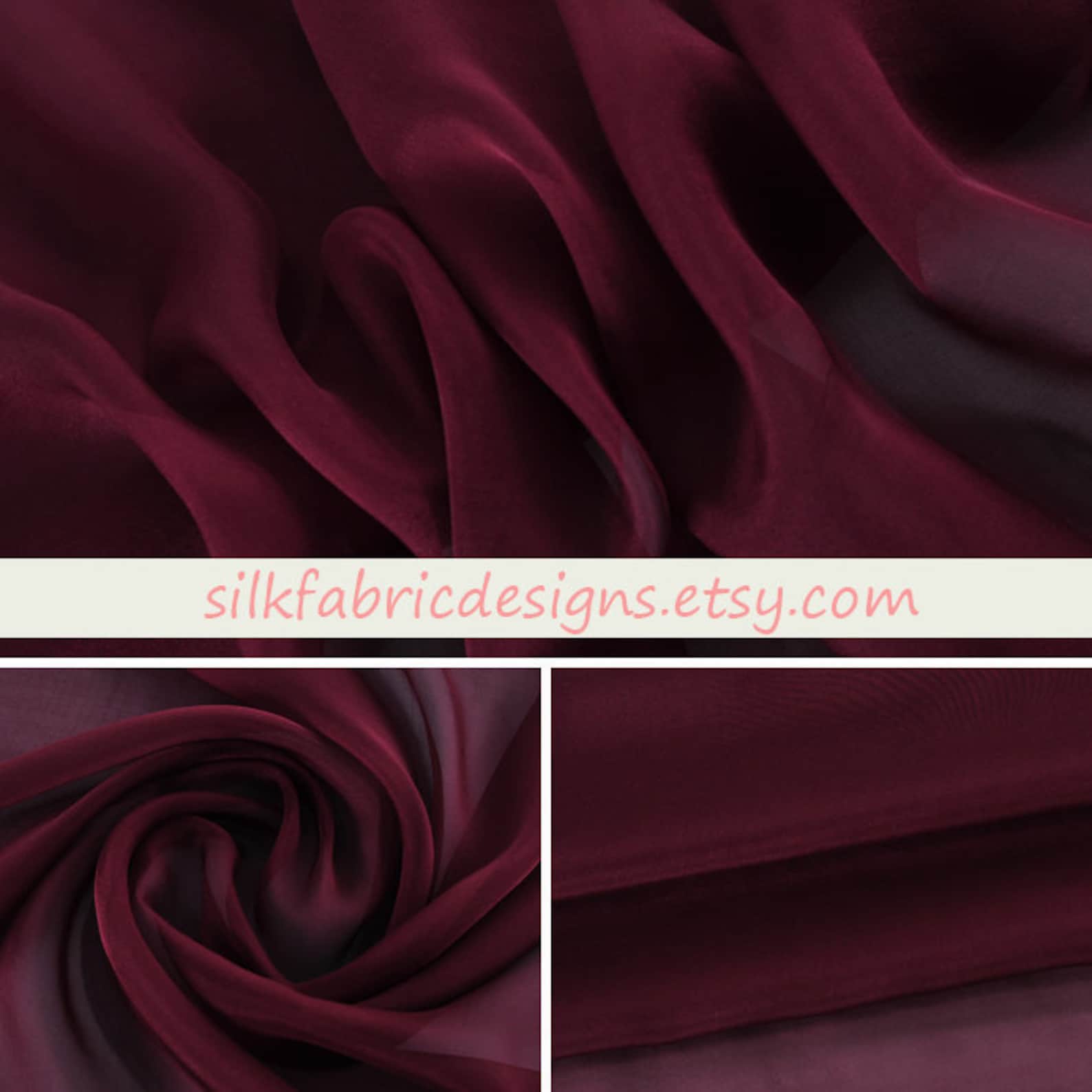 Solid Wine Red 100% Pure Silk Chiffon Fabric Width 53 Inch 6 M/m - Etsy ...