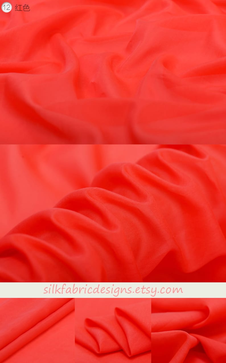 Solid Red Silk Cotton Blend Fabric Apparel Sewing Fabric Width 53 Inch ...