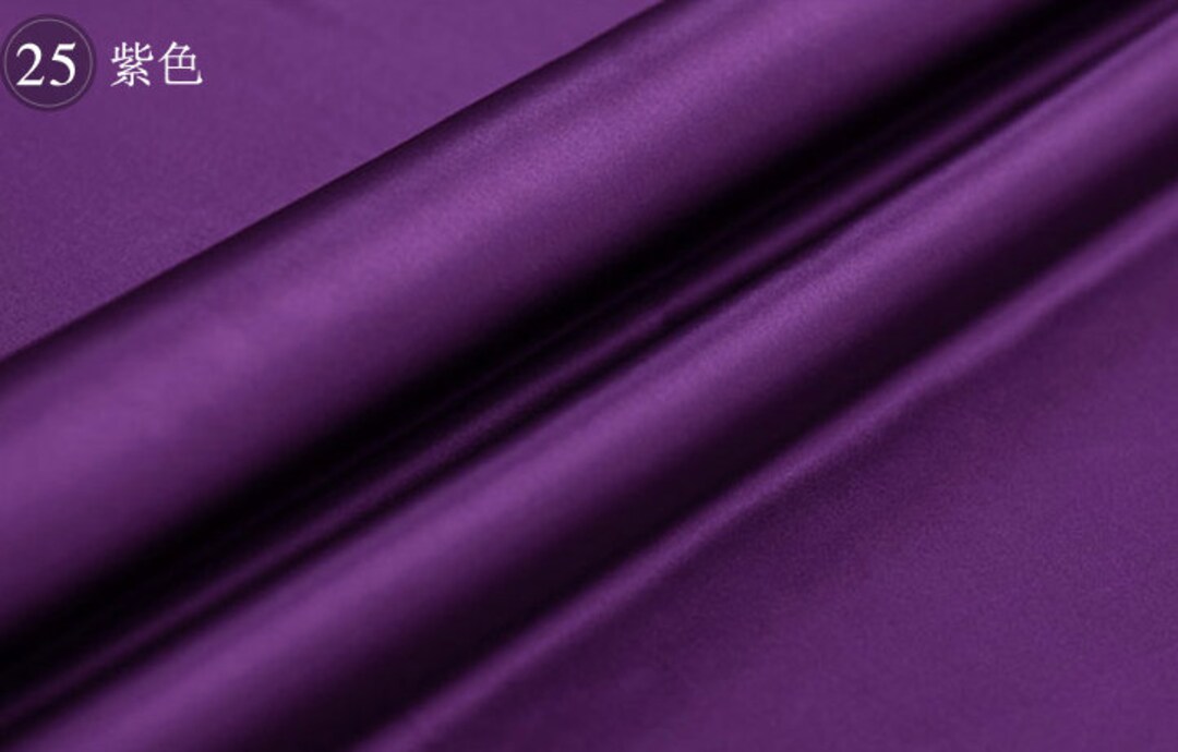 Solid Dark Purple 100% Stretch Silk Satin Lining Fabric by the Yard 16m ...