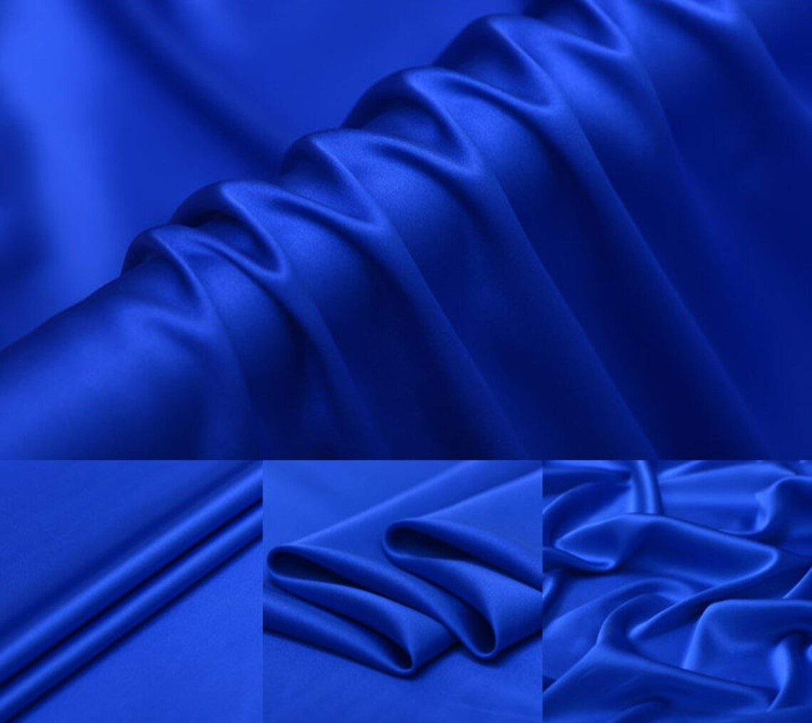 Solid Royal Blue 100% Stretch Silk Satin Lining Fabric by the - Etsy