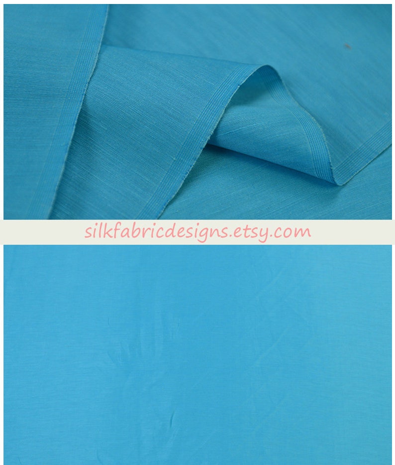 Solid Blue 100% Silk Linen Blend Fabric by the Yard - Etsy