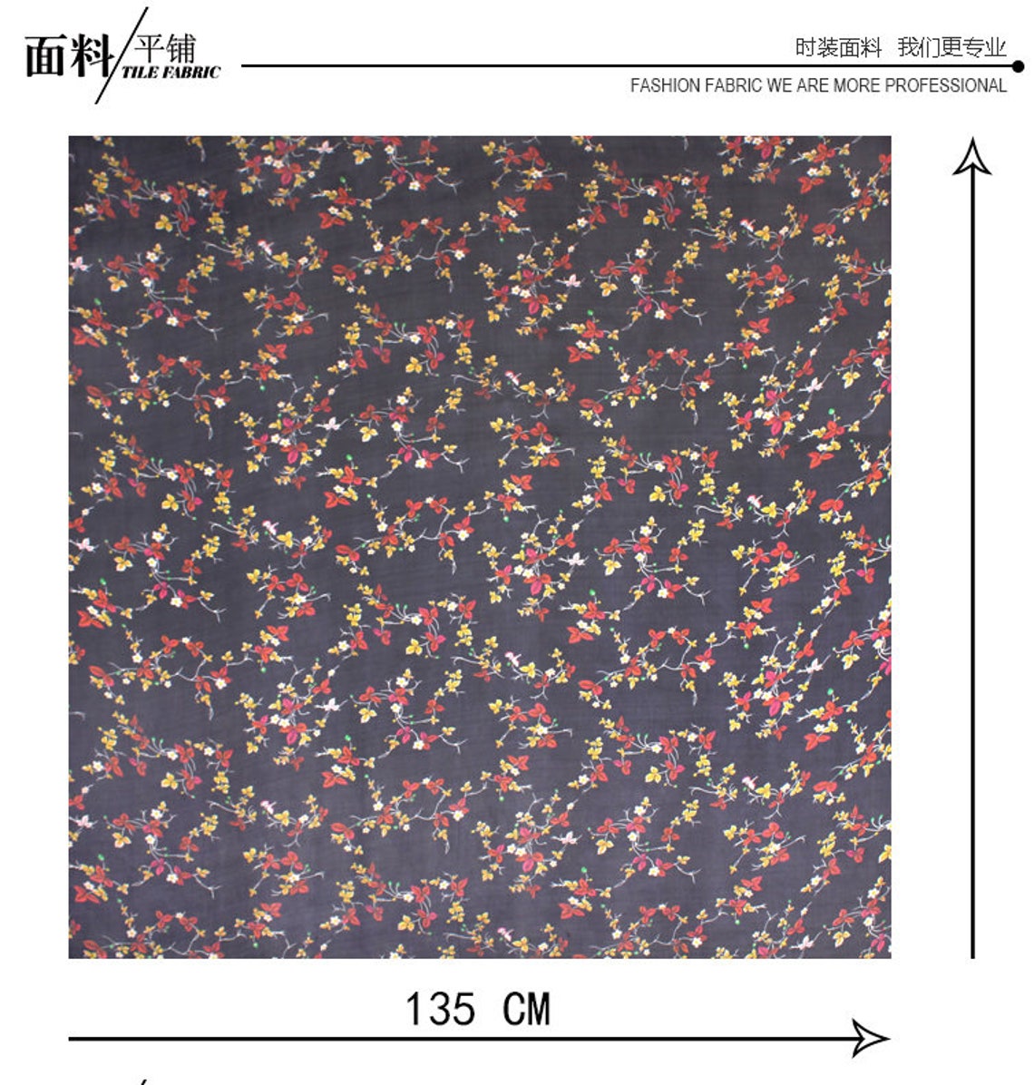 Small Floral Print Navy Blue 100% Silk Chiffon Fabric by the | Etsy