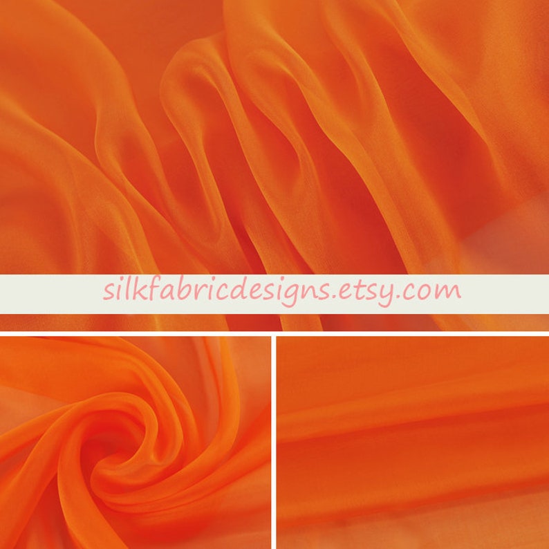 Solid Deep Orange 100% Pure Silk Chiffon Fabric Width 53 Inch 6 M/m - Etsy