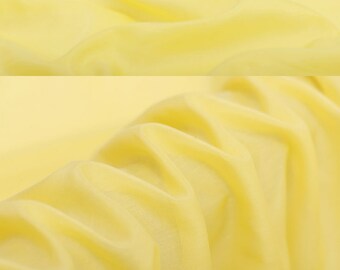 Pure Color Silk Light Yellow Fabric Stretch Silk Satin Designer Fabric ...