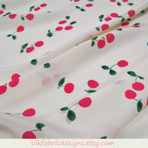 Cherry Print Fabric - Etsy