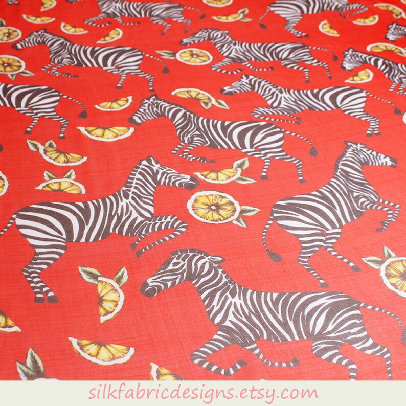 Fruit Lemon Zebra Print Summer Orange 100% Pure Silk Chiffon - Etsy