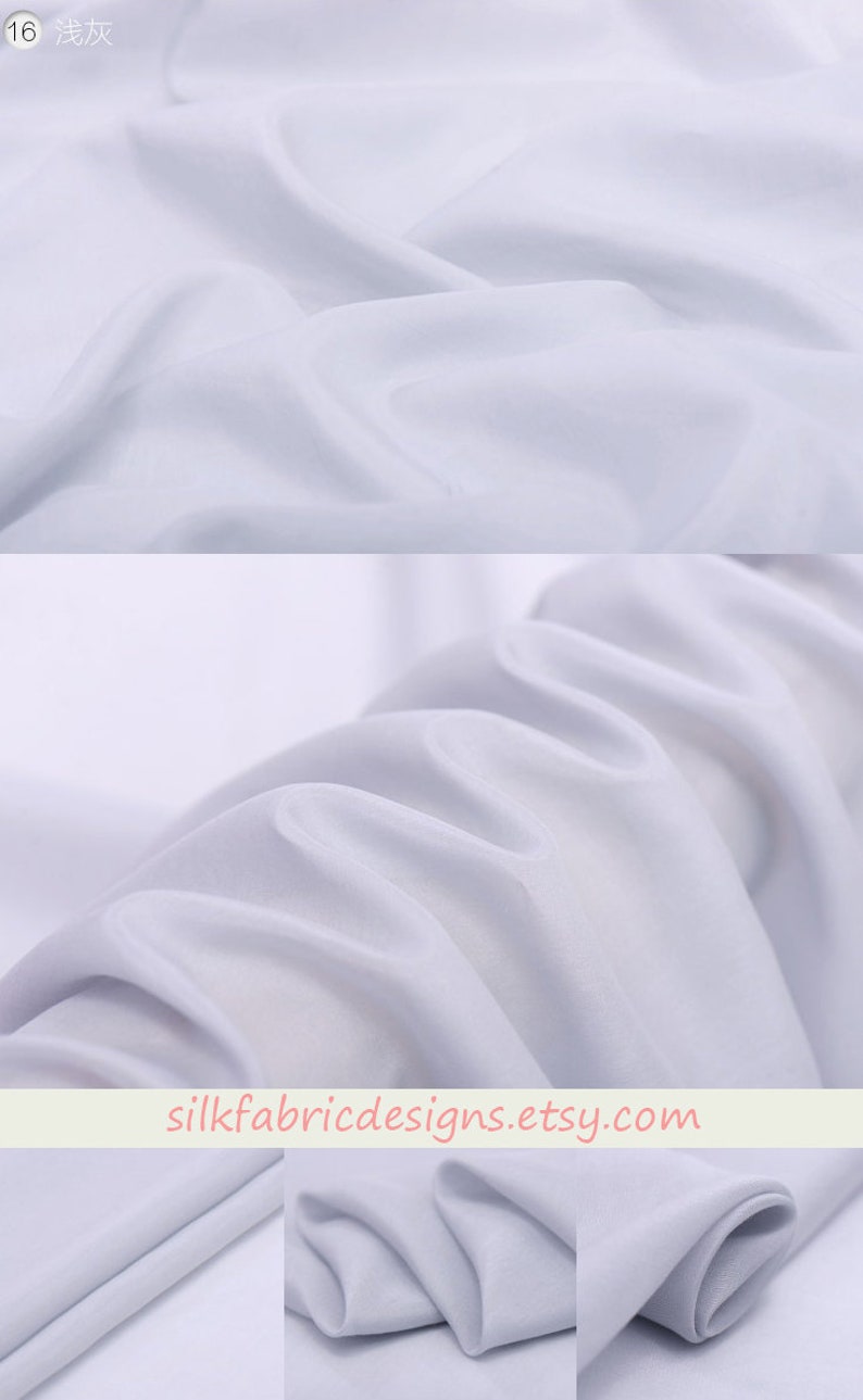 Solid Light Gray Silk Cotton Blend Fabric Apparel Sewing Fabric Width ...