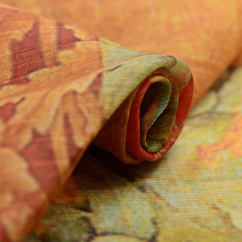 Floral Print Silk Linen Blend Fabric 140x75cm | Etsy