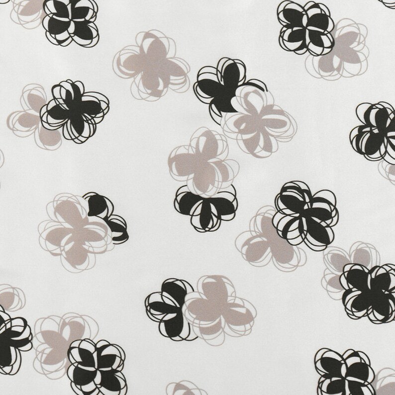 Modern Floral Print White 100% Stretch Silk Satin Fabric Width - Etsy