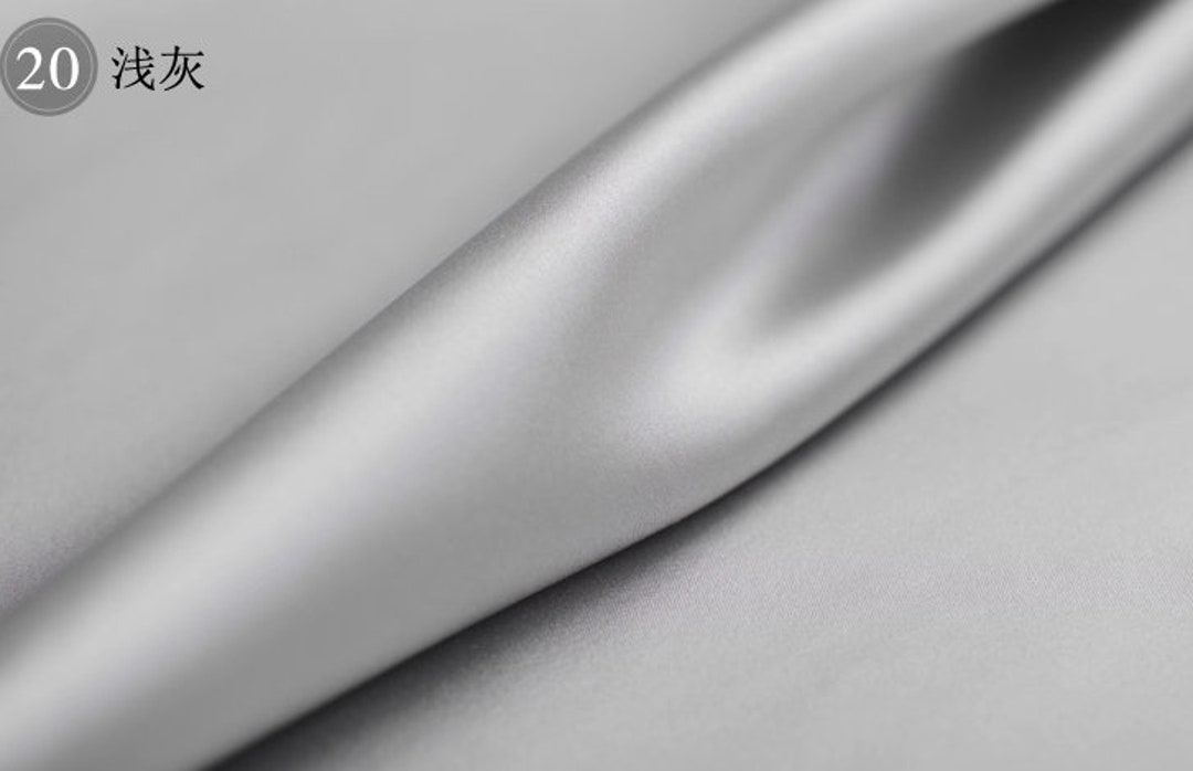 Solid Gray 100% Stretch Silk Satin Lining Fabric by the Yard 16m/m ...