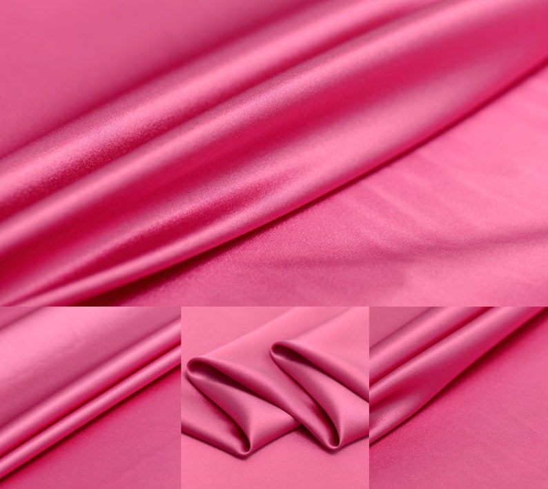 Solid Dark Pink 100% Stretch Silk Satin Lining Fabric By the | Etsy