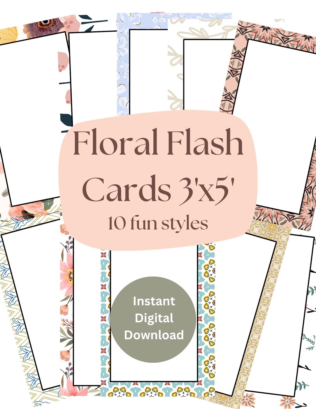 Printable Floral Flash Cards - Etsy