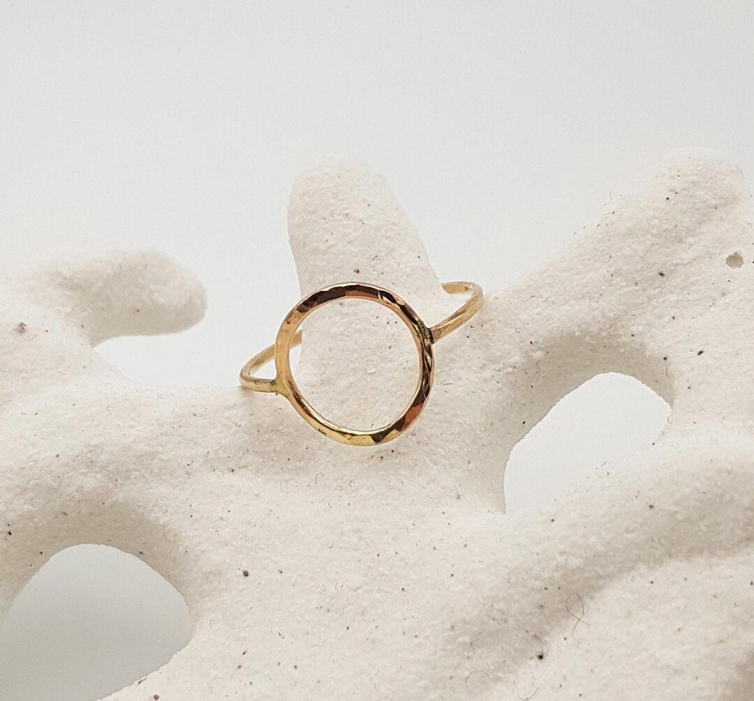 Lotte Gold Hammered Open Oval Ring, Gold Filled, Handmade, Minimalist ...