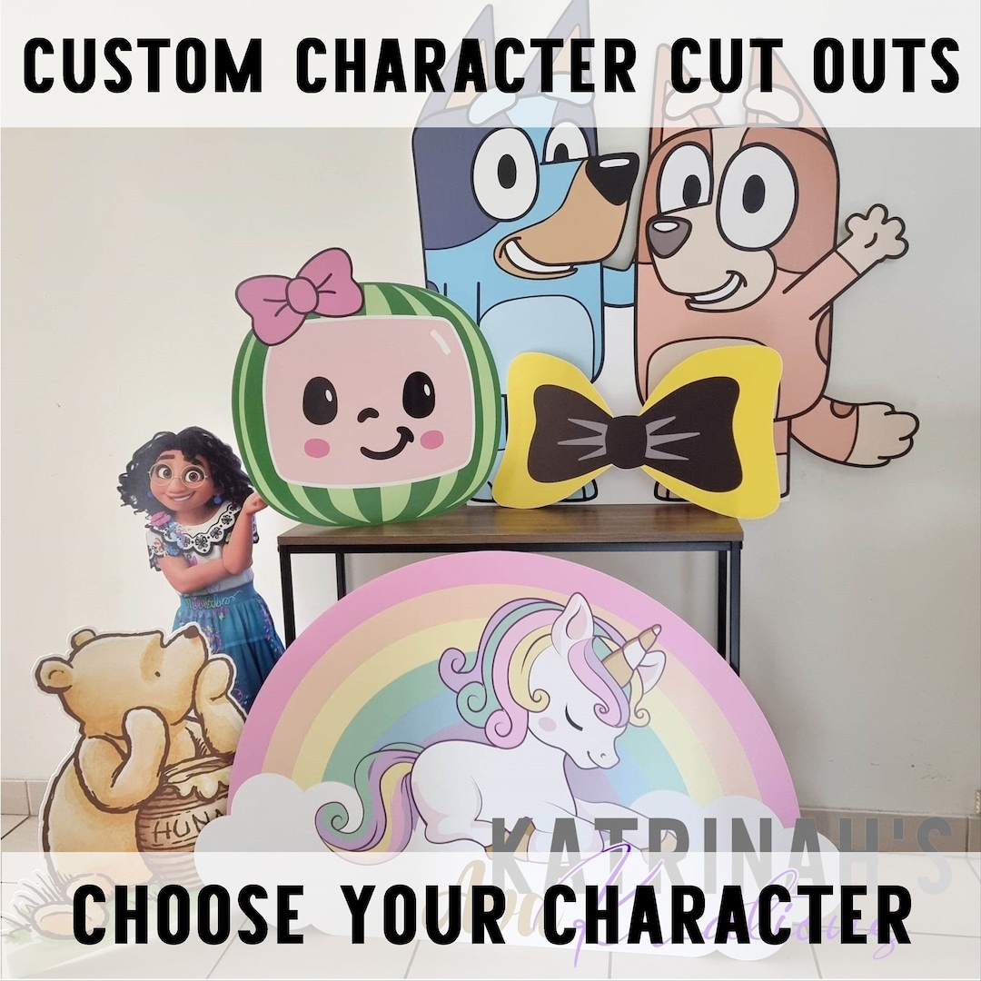 Custom Character Cut Outs CHOOSE YOUR CHARACTER Standee Cocomelon Bluey ...