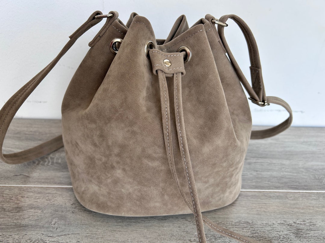 Bucket Bag, Vegan Suede Bucket Bag, Vegan Leather Bucket Bag for Women ...