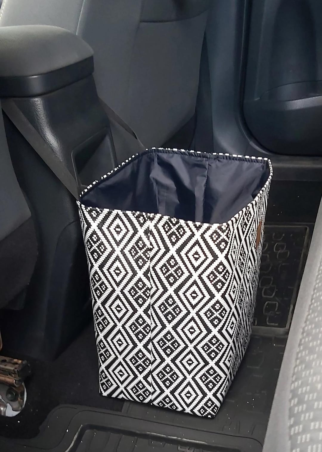 SET of Vegan Leather Car Trash Bags Black Garbage Bag, Reusable Car ...