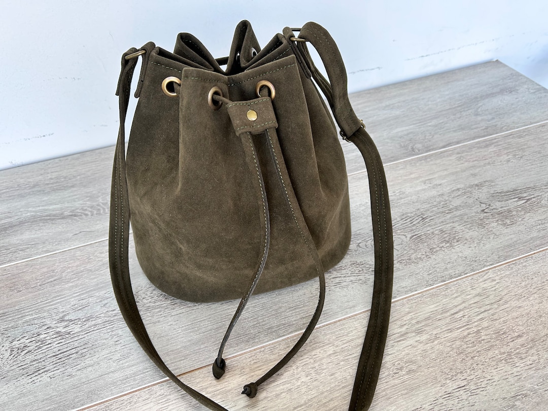 Bucket Bag, Vegan Suede Bucket Bag, Vegan Leather Bucket Bag for Women ...