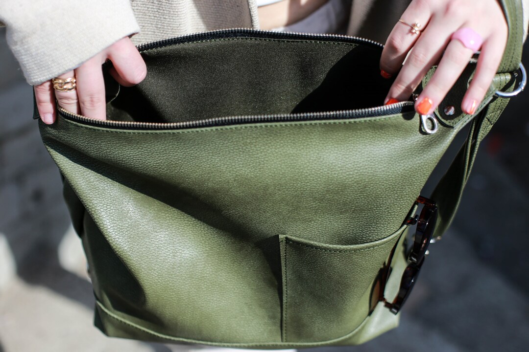 Soft Leather Convertible Backpack Purse, Green Hobo Bag, Woman Rucksack ...