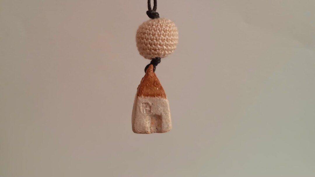 Crocheted Necklace, Ceramic Houses, Crochet Necklace, Crocheted Jewelry ...