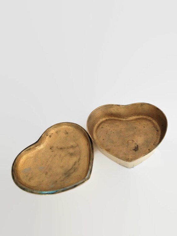 Set of Two Vintage Nesting Brass Heart Shaped Jewelry… - Gem