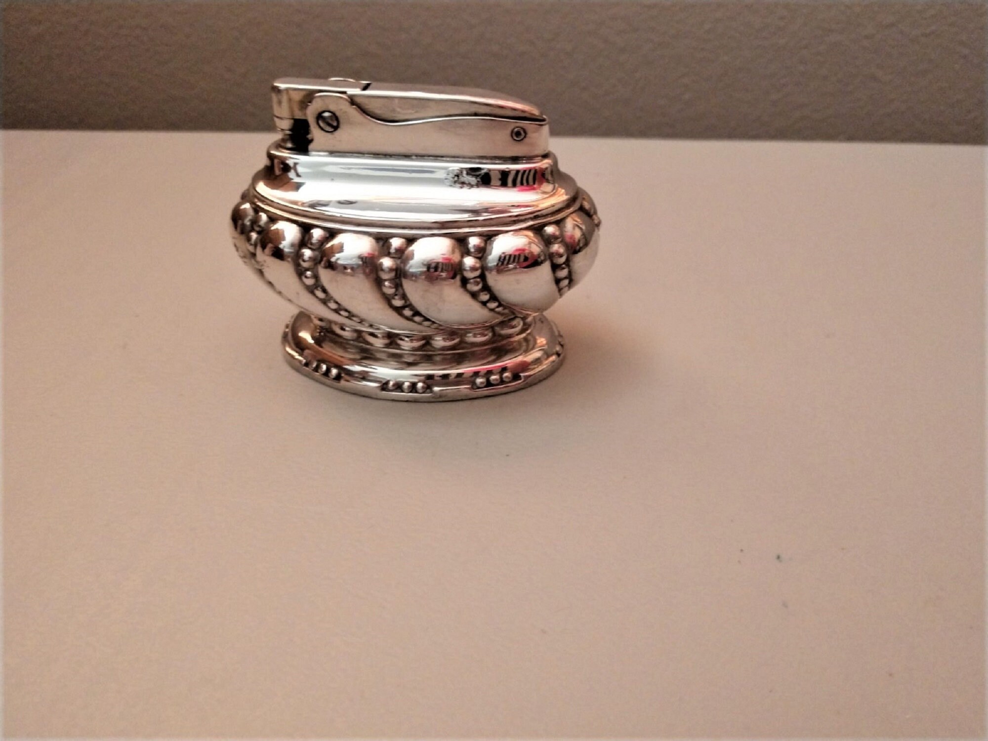 Ronson Crown Table Lighter 1950's Silver Toned Ornate Mid Century ...