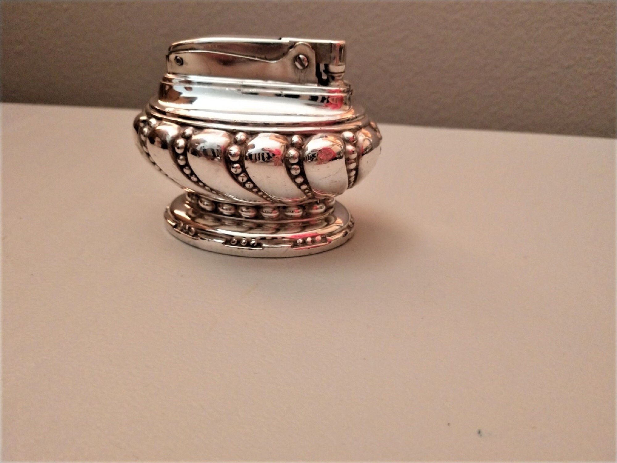 Ronson Crown Table Lighter 1950's Silver Toned Ornate Mid Century ...