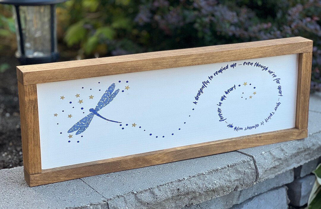 Dragonfly Memorial Sign, A Dragonfly to Remind Me Even Though We’re Far ...