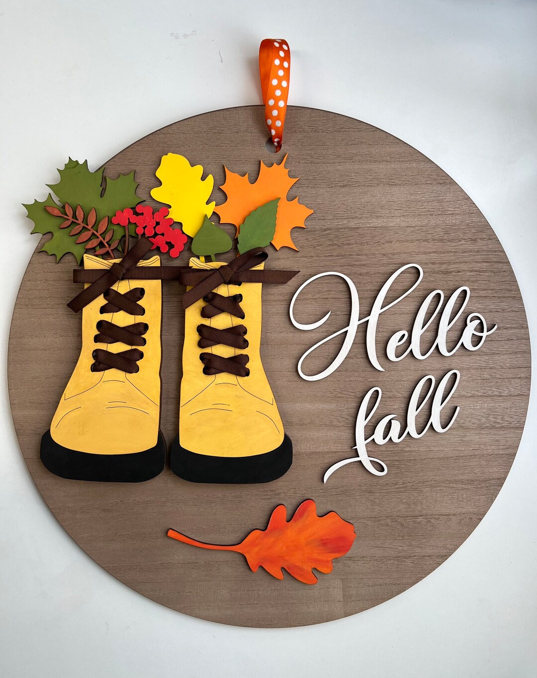 3D Fall Door Sign, Hello Fall Welcome Sign, Fall Door Round - Etsy