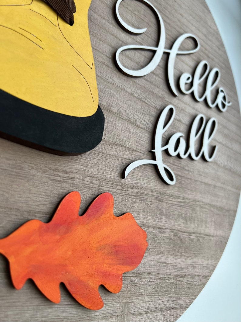 3D Fall Door Sign Hello Fall Welcome Sign Fall Door Round - Etsy