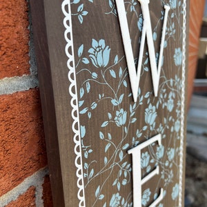 WELCOME SIGN for Front Door, Floral Welcome Sign, Flower Pattern With ...
