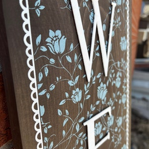 WELCOME SIGN for Front Door, Floral Welcome Sign, Flower Pattern With ...