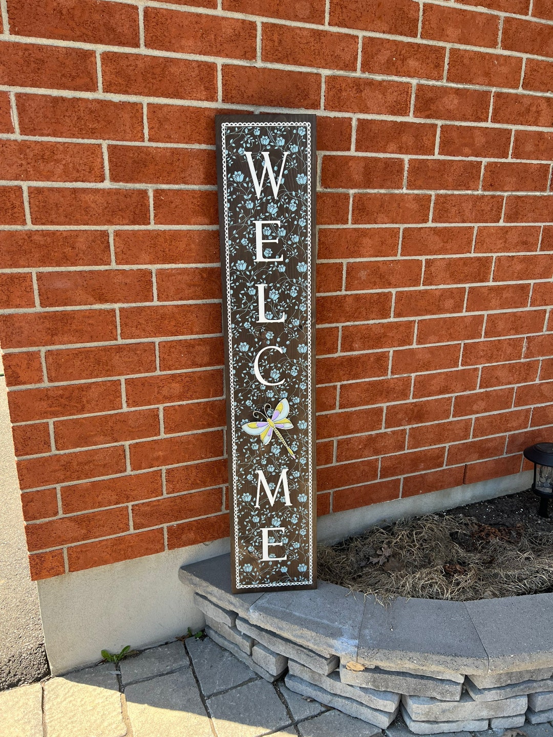 WELCOME SIGN for Front Door, Floral Welcome Sign, Flower Pattern With ...