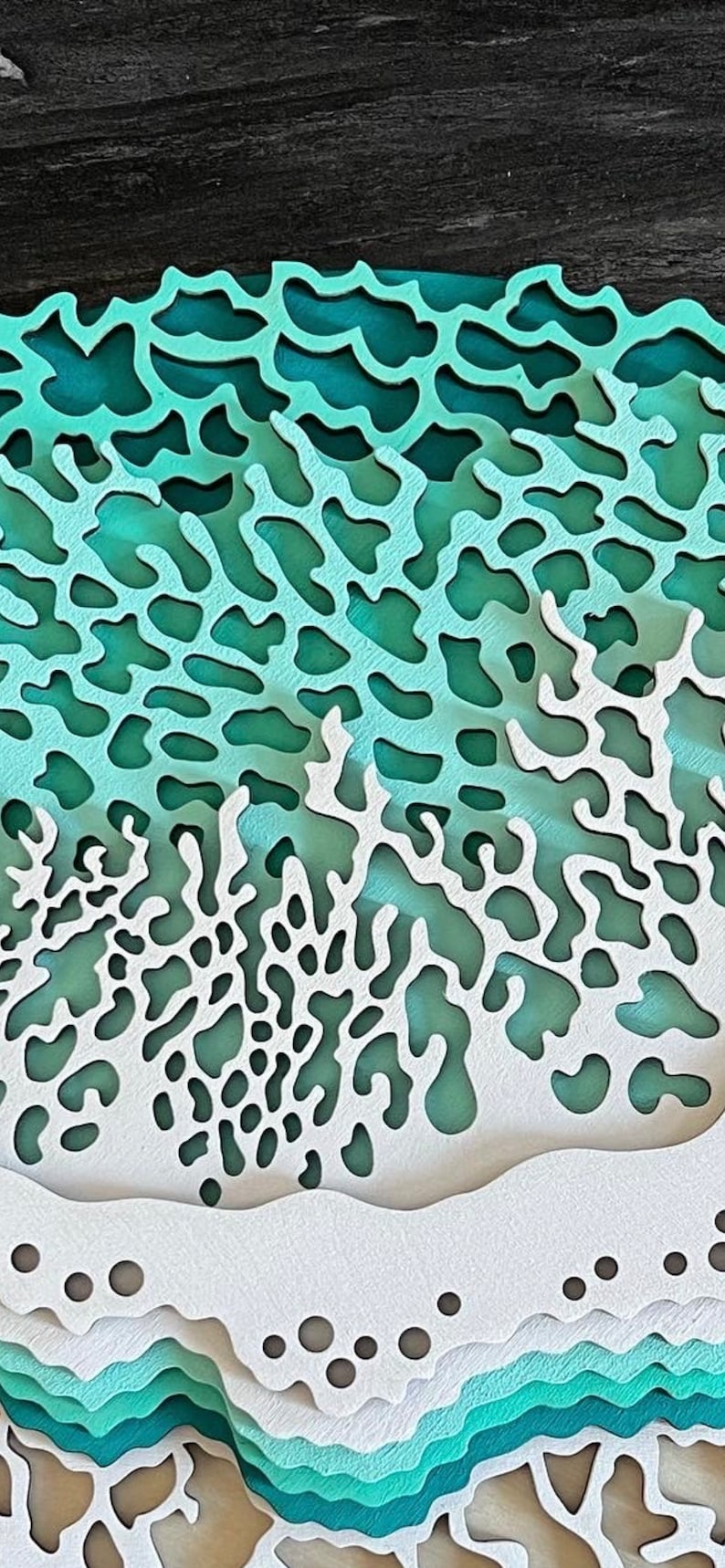 Layered Ocean Natural Wood Ocean 3D Feet in the Sand Laser - Etsy